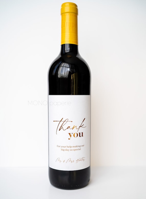 Personalised Wine Bottle Label Thank You Bottle Label - Etsy