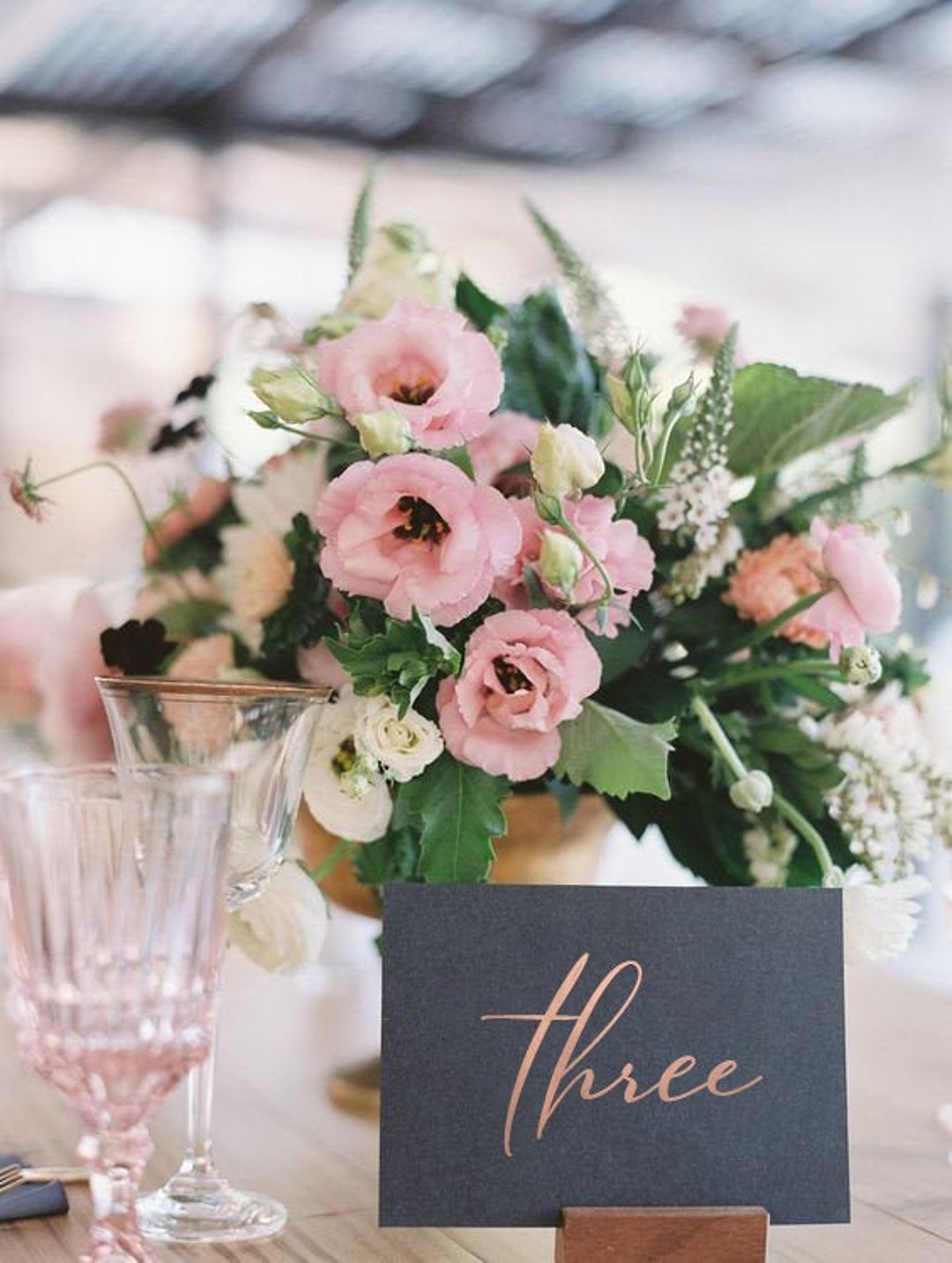 Wedding Table Number Cards, Gold Foil Table Numbers, Rose Gold Table ...