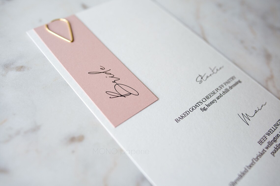 Personalised Wedding Menus, Guest Name Tag, Blush Pink Wedding Menu - Etsy