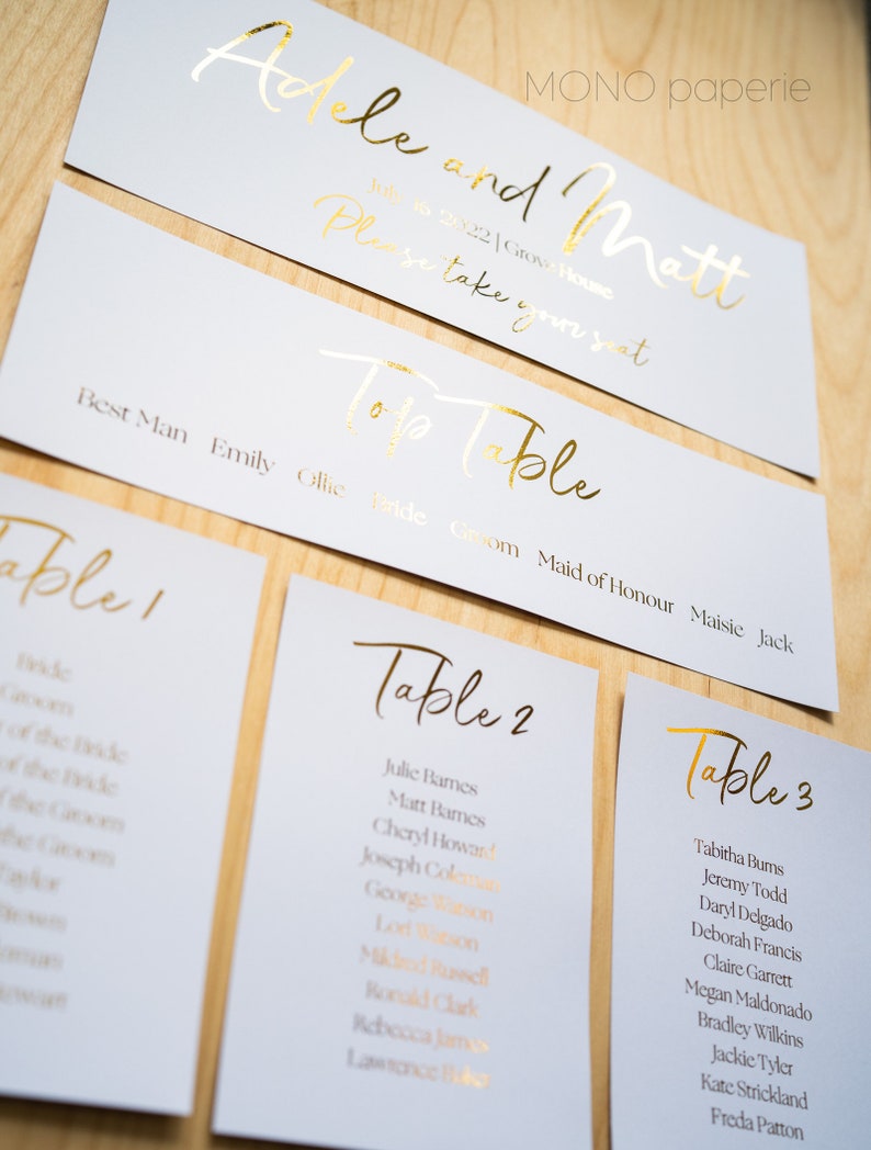 Gold Foil Seating Plan, Wedding Seating Plan, Party Table Plan - Etsy UK