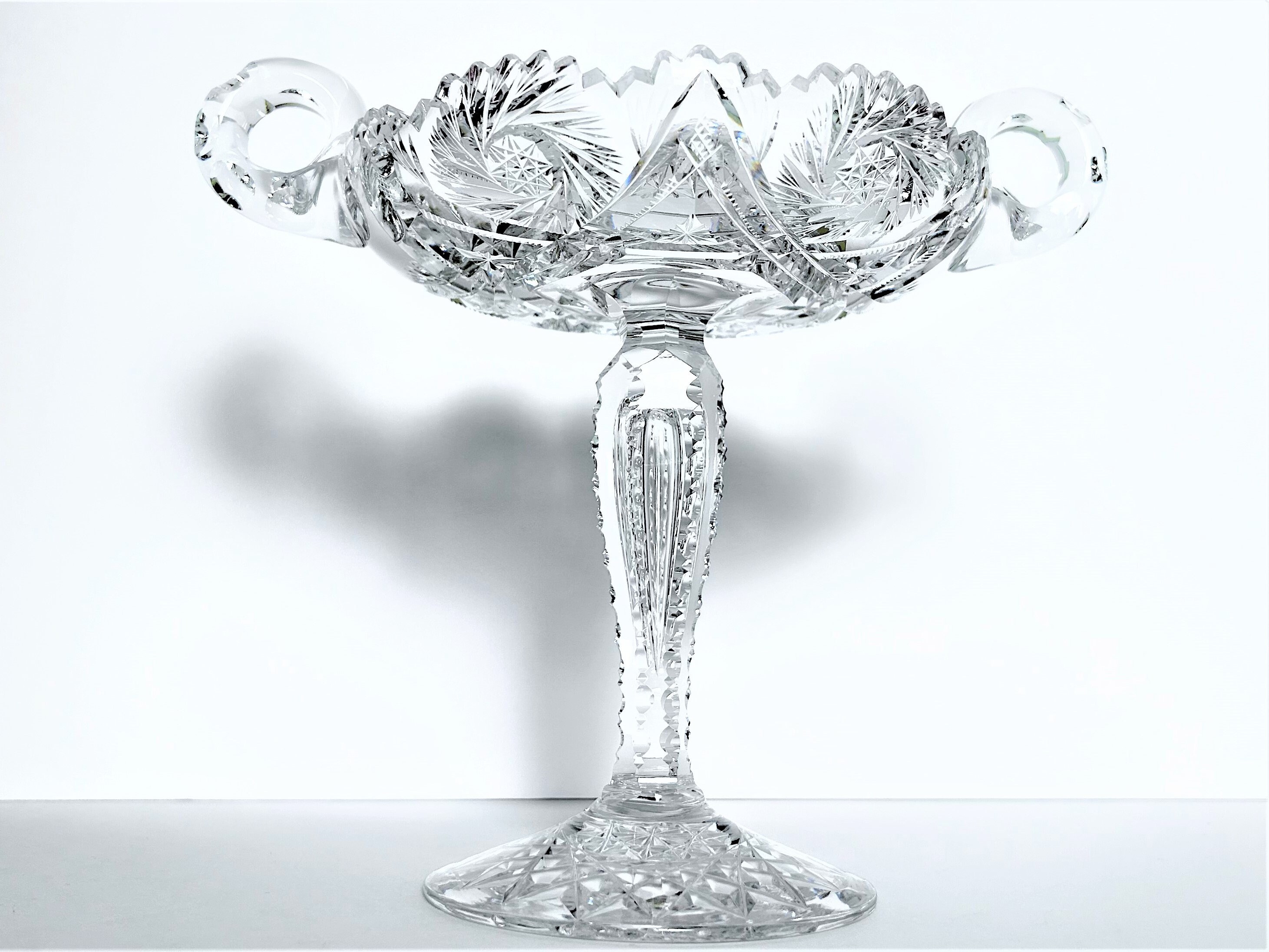 American Brilliant Crystal Compote With Handles Candy Dish - Etsy