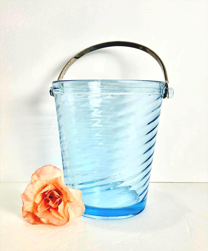 Fostoria Azure Blue Glass Ice Bucket: Art Deco Barware - Etsy