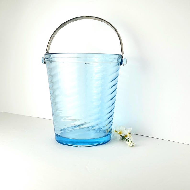 Fostoria Azure Blue Glass Ice Bucket: Art Deco Barware - Etsy