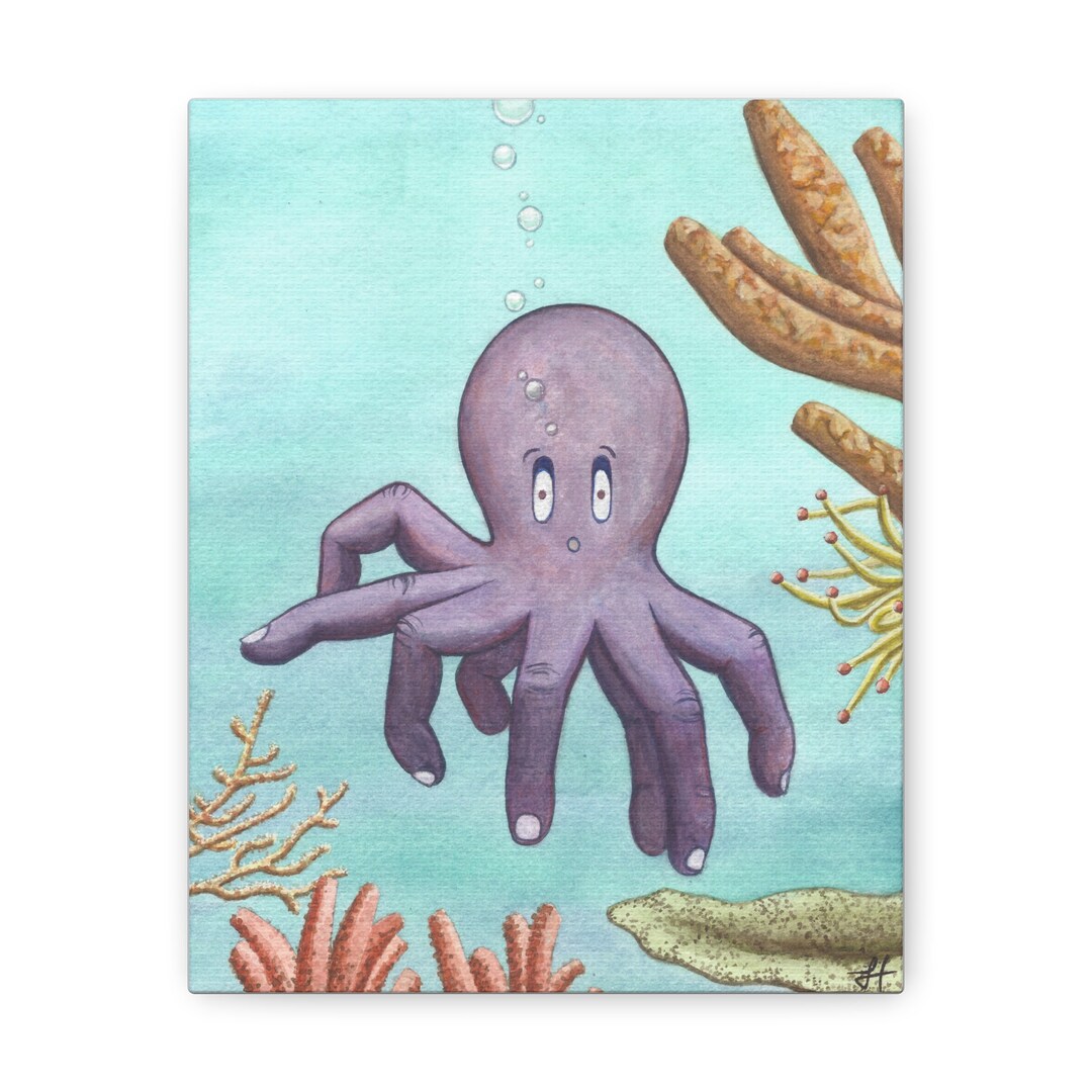 Art Print Finger Octopus Painting Canvas Gallery Wraps - Etsy