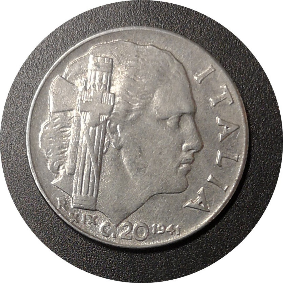 Coin Italy 1941 20 Centesimi Victor-emmanuel III Magnetic, Ribbed - Etsy