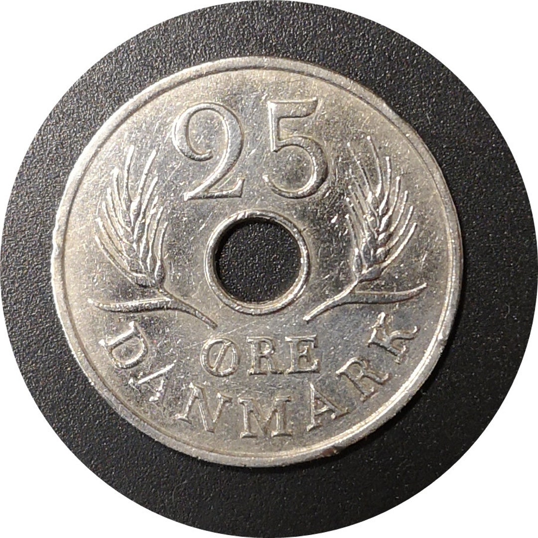 Denmark Coin 1967 25 øre Frederik IX Type With Hole - Etsy