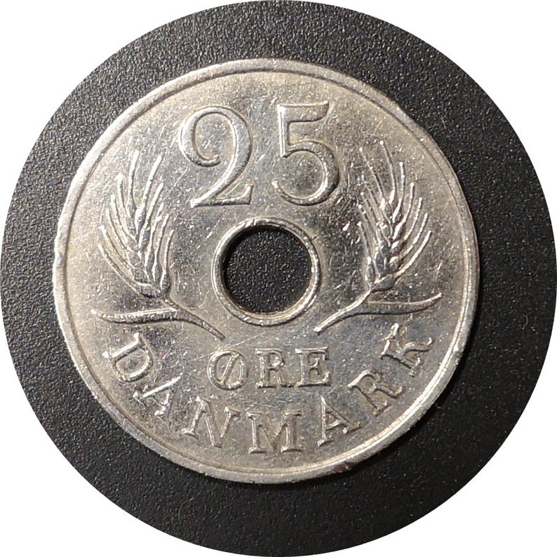 Denmark Coin 1967 25 øre Frederik IX Type With Hole - Etsy