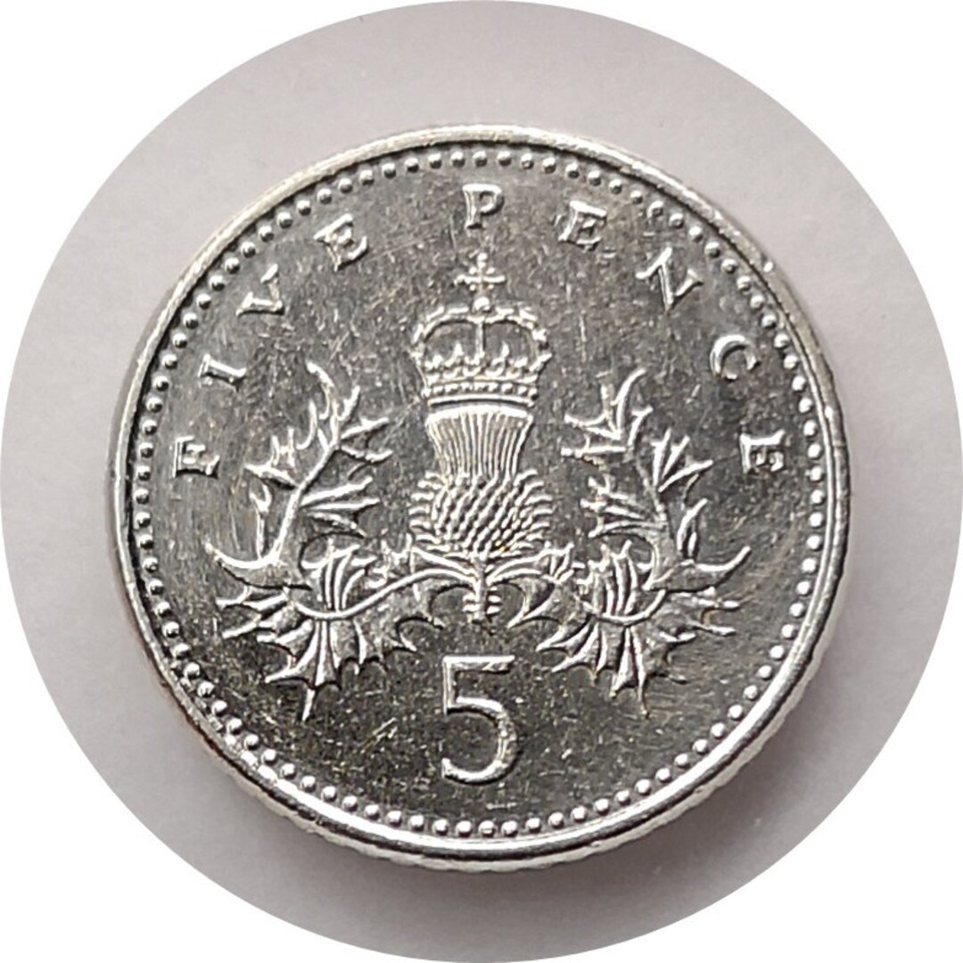 United Kingdom Coin 1990 5 Pence Elizabeth II 3rd Effigy, Cupronickel ...