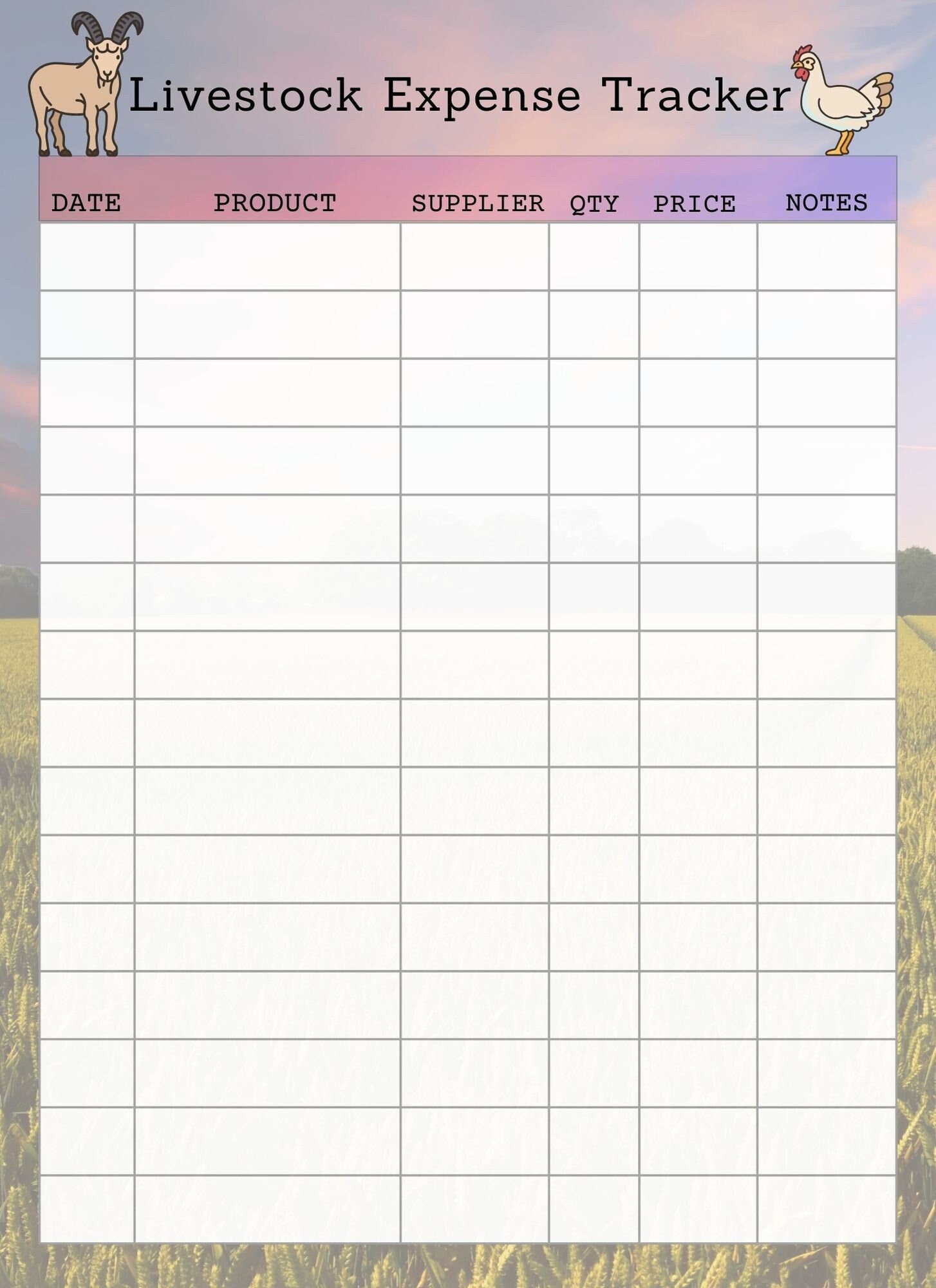 Livestock Expense Tracker PDF Download - Etsy