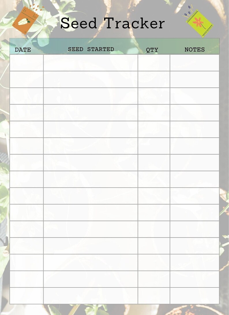 Seed Plant Tracker - Etsy