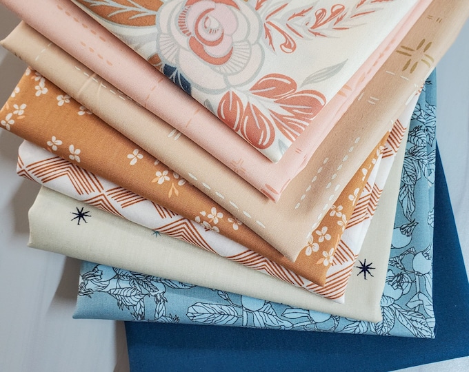 Prim and Roses 20 Fat Quarter Bundle of Peachy Pinks, Yellow, Golds and ...