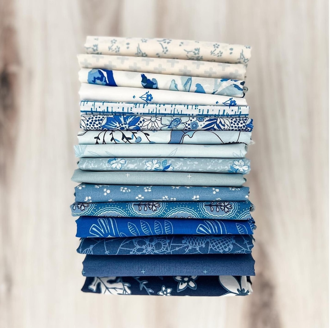 True Blue Fat Quarter Half Yard Bundle Maureen Cracknell Art Gallery ...