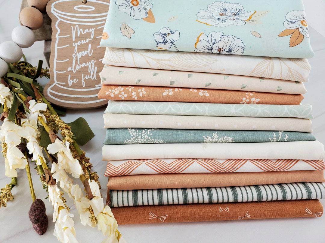 Juliet 12 Piece Fat Quarter Bundle or Half Yard Bundle in Soft Mint ...