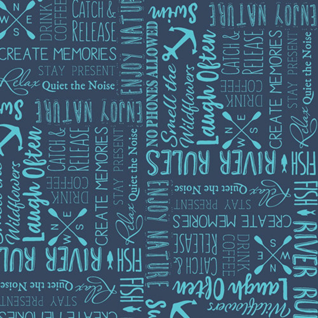 River Rules Catch and Release | Art Gallery Fabrics Aqua Blue Modern ...