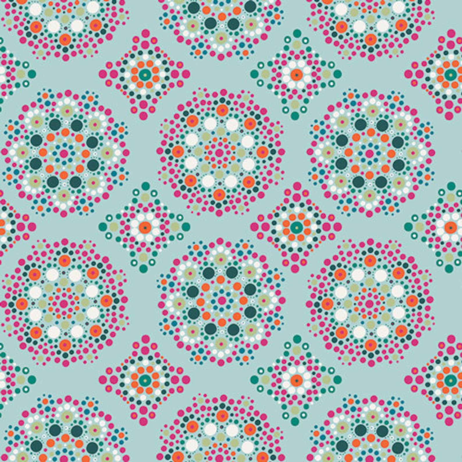Mandala Drops Iris Art Gallery Fabrics Teal Mint and Pink - Etsy