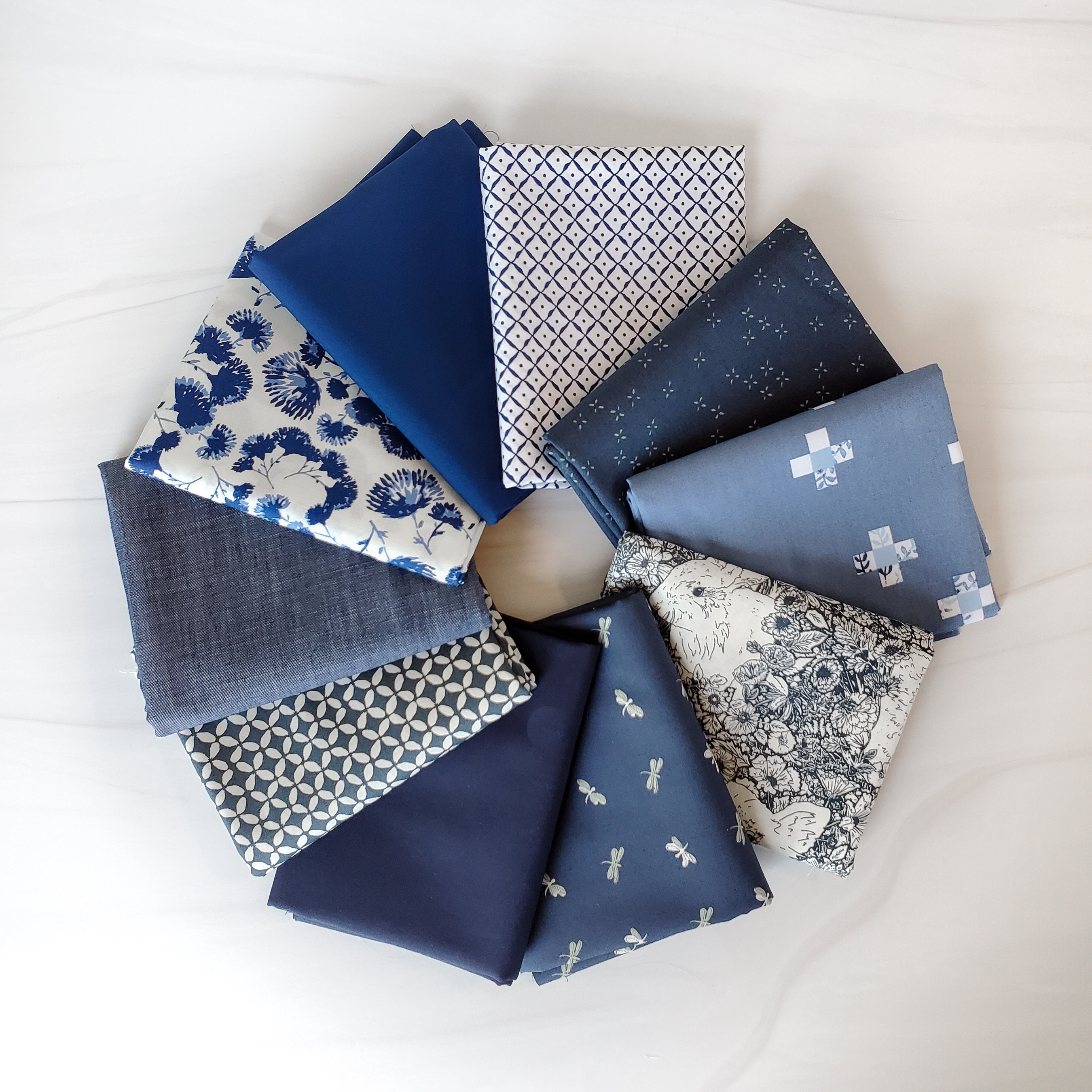 Curated 10 Piece Fat Quarter Blue By You Bundle Art Gallery | Etsy