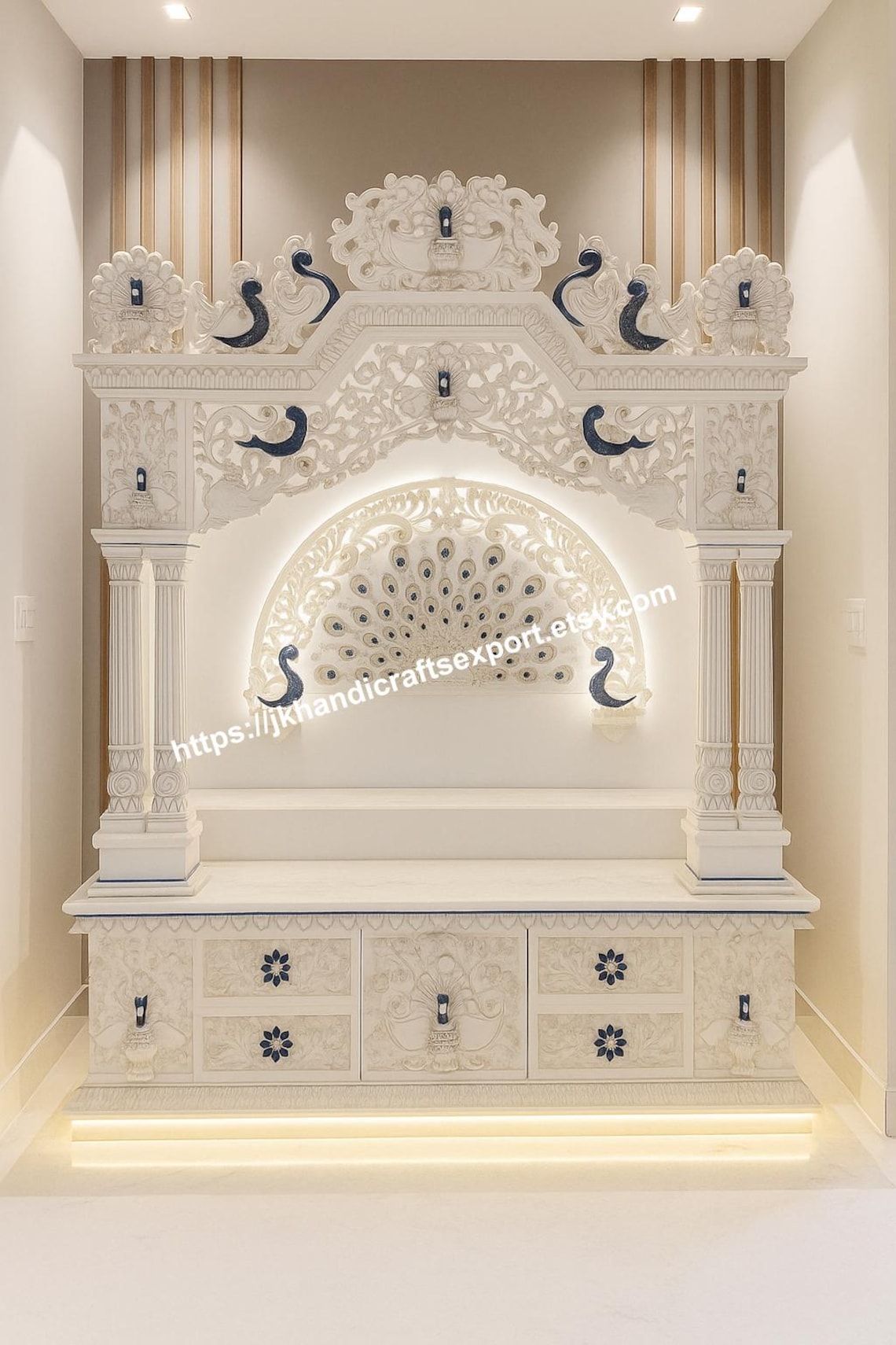 Handcrafted White Marble Mandir - Traditional Pooja Room Temple - Etsy