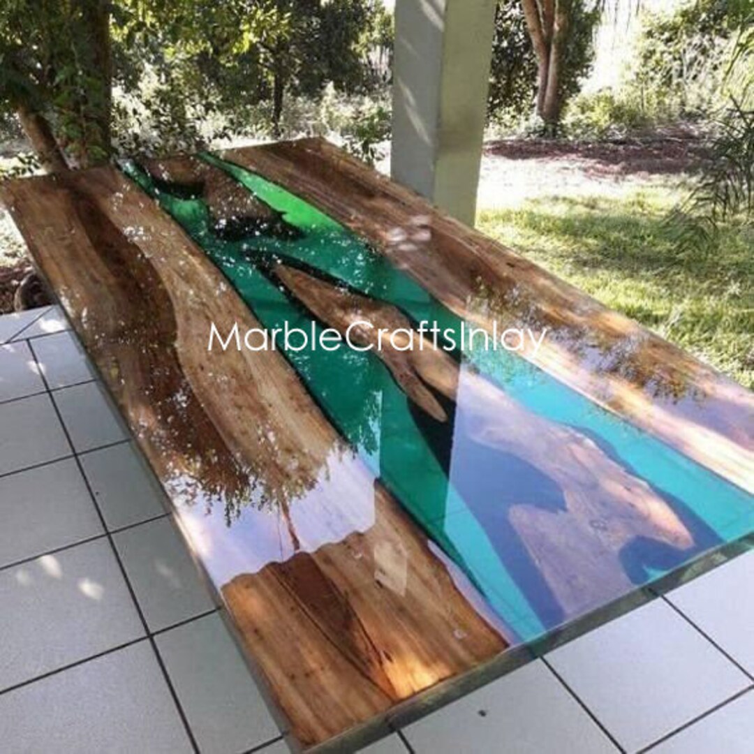 Custom Ocean Table | Live Edge Epoxy Ocean Table | Dining Epoxy Table ...