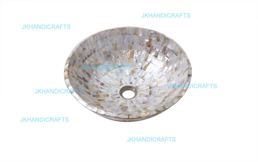 Mother of Pearl Rare Sea Shell Overlay Sink Wash Basin for Bathroom ...