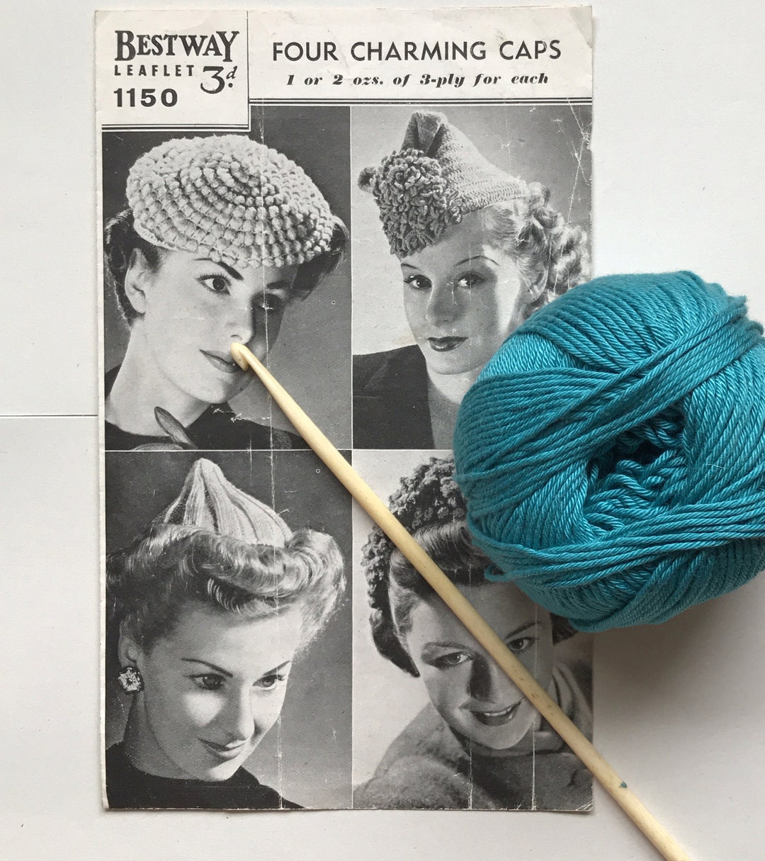 Bestway Vintage Knitting Pattern 4 Charming Caps: Knitting and Crochet ...