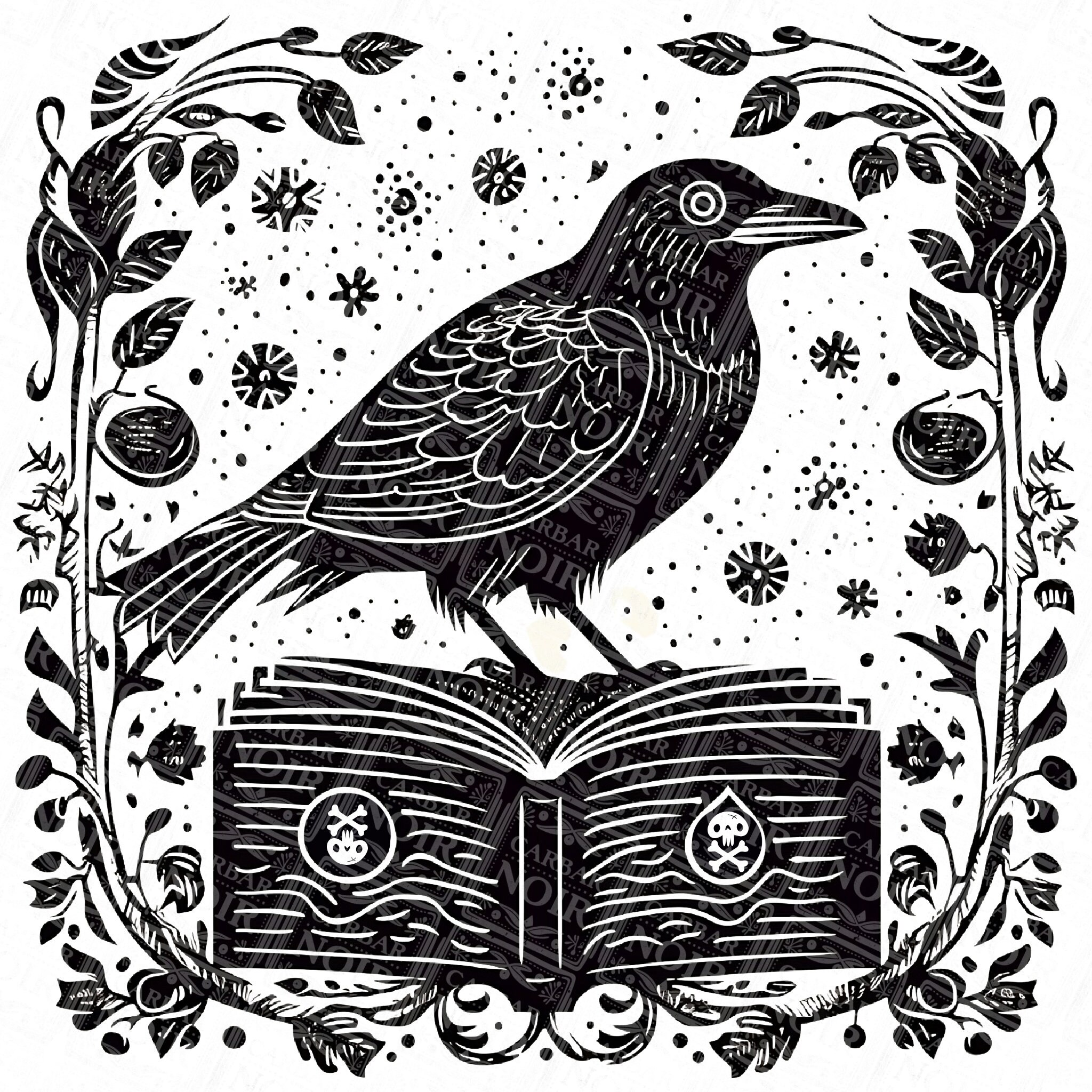 Digital Download: Aesthetic Halloween Raven Crow on Spellbook Book ...