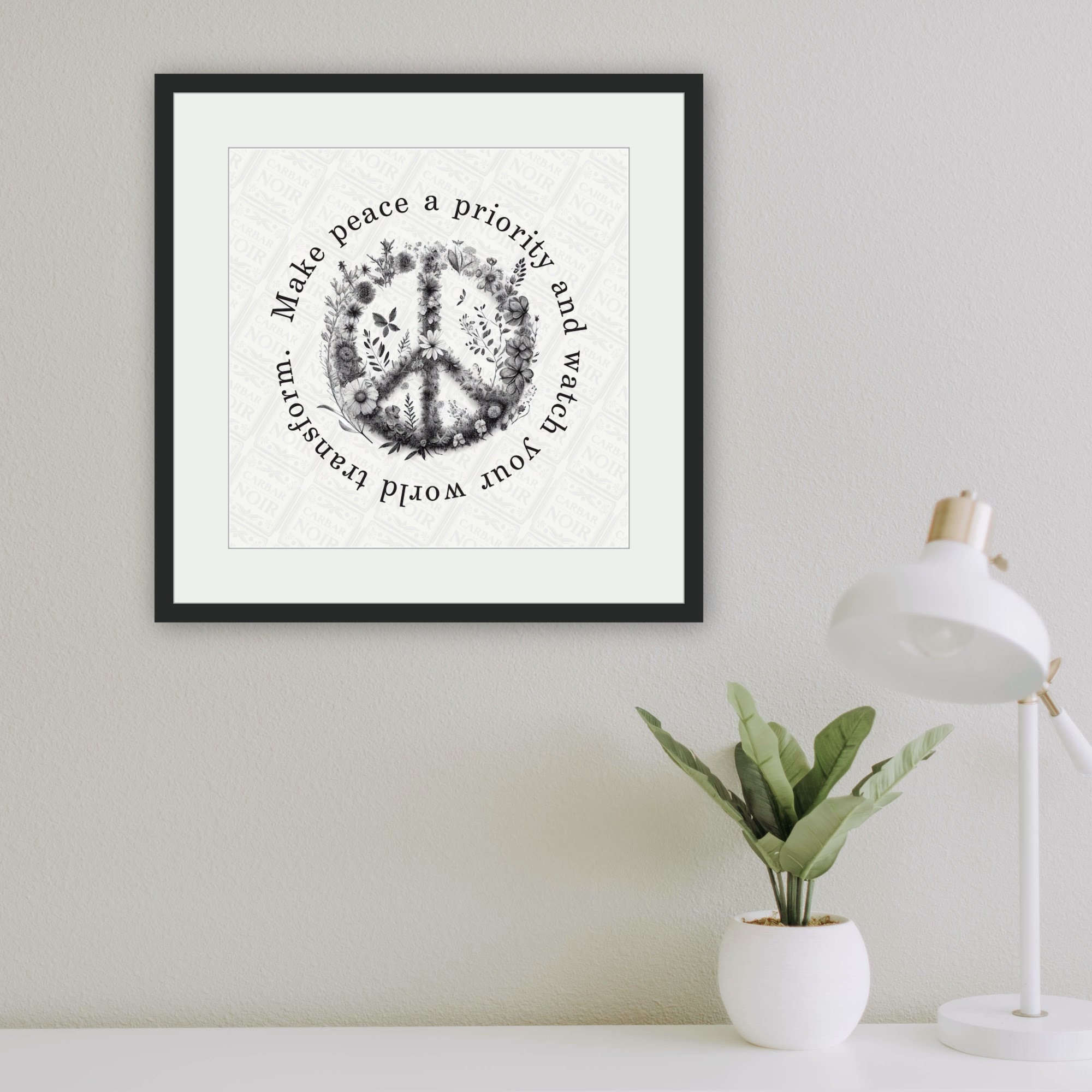 Digital Download: Floral Peace Sign Design Make Peace a Priority ...