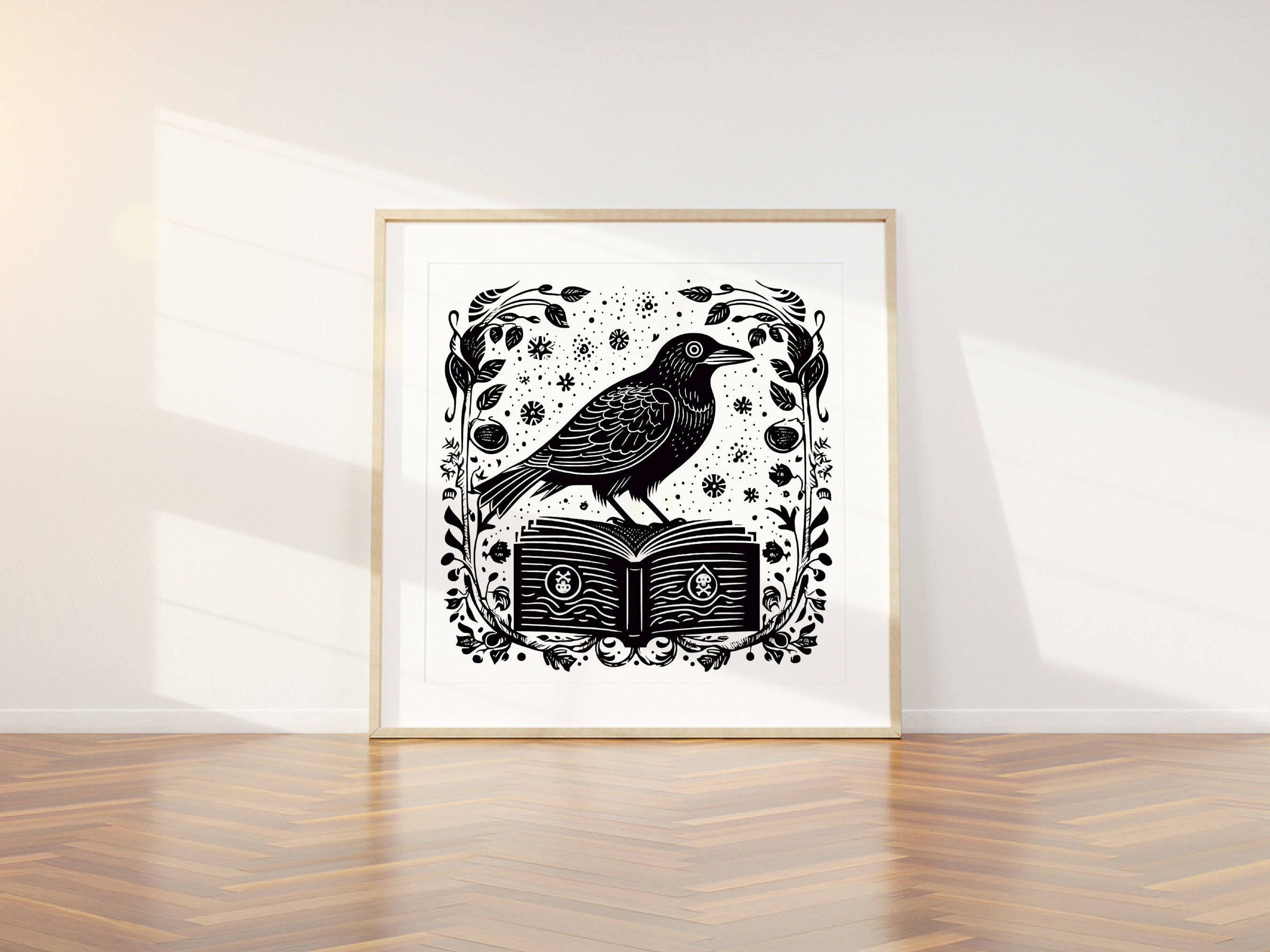 Digital Download: Aesthetic Halloween Raven Crow on Spellbook Book ...