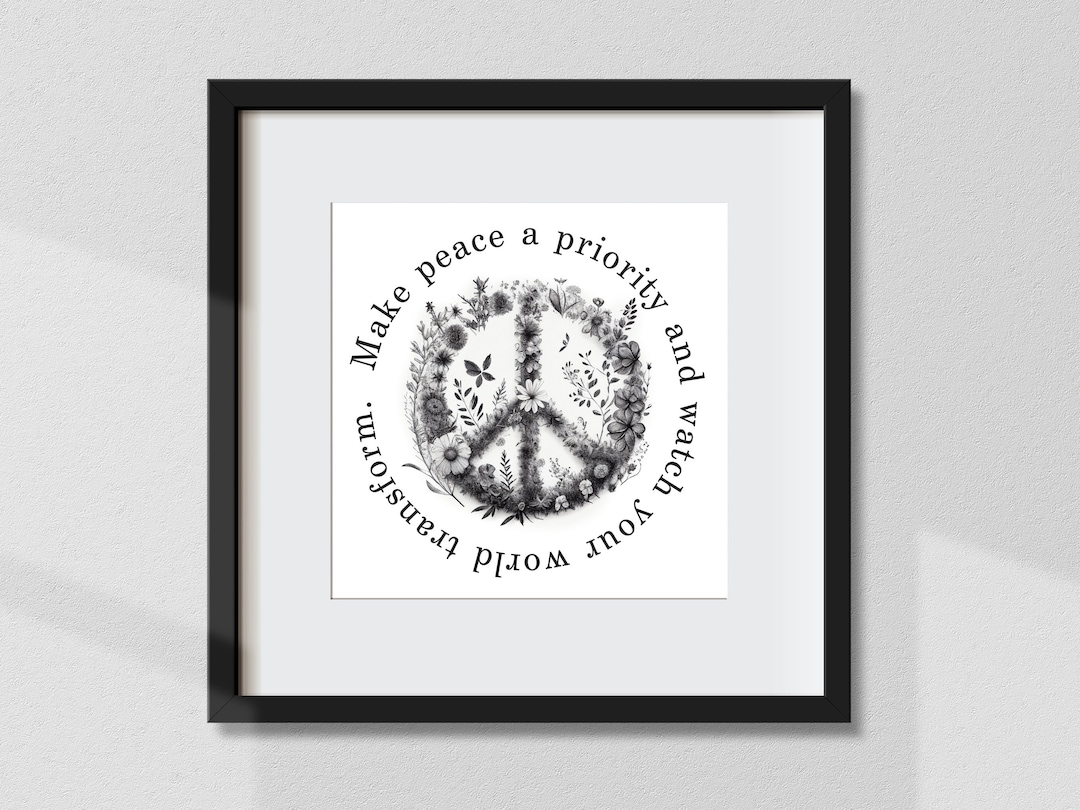 Digital Download: Floral Peace Sign Design Make Peace a Priority ...