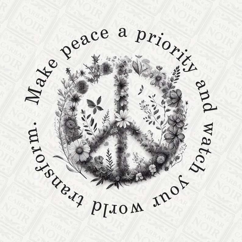 Digital Download: Floral Peace Sign Design Make Peace a - Etsy