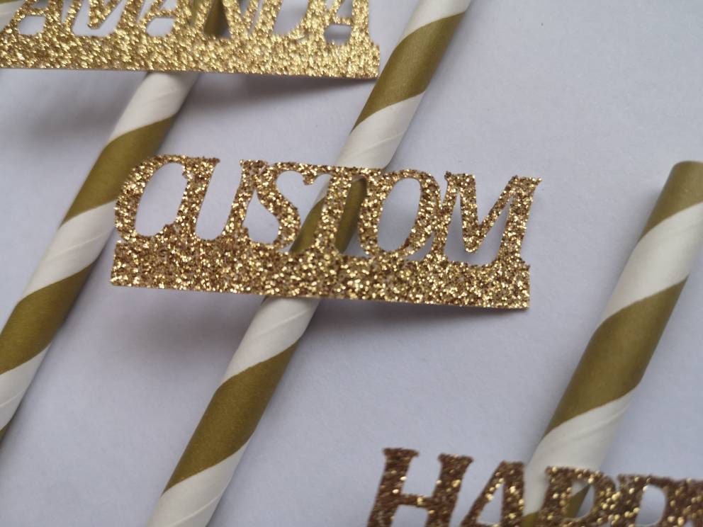 Custom Straws " Personalized Straws" Straw " Glitter" Birthday Party ...
