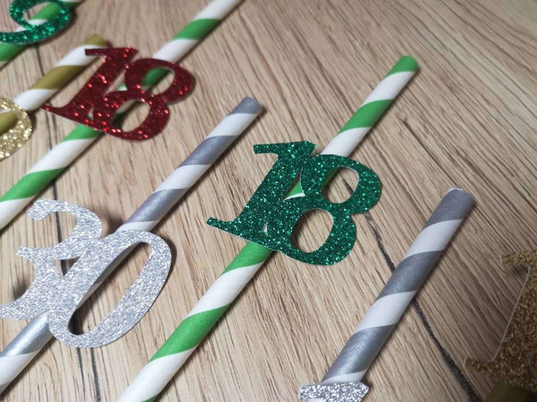 Custom Straws " Birthday Straws " Birthday Paper Straws " Number Straws ...