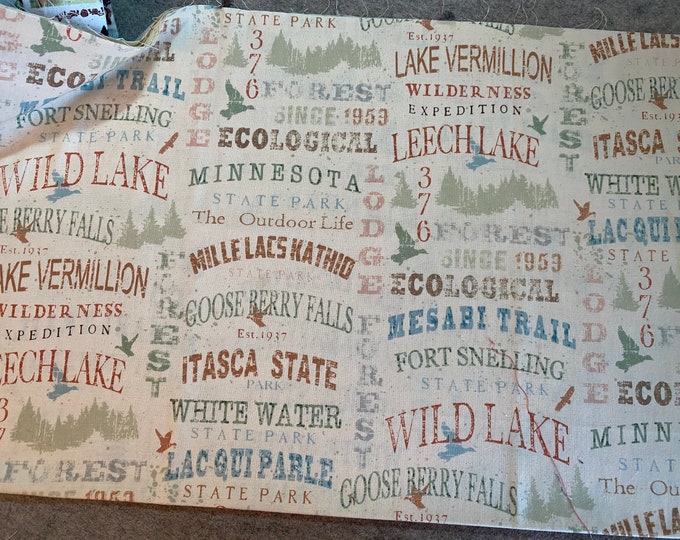 Minnesota State Quilt Shop Hop Fabric Lakes Landmarks 24" X 22" Windham ...