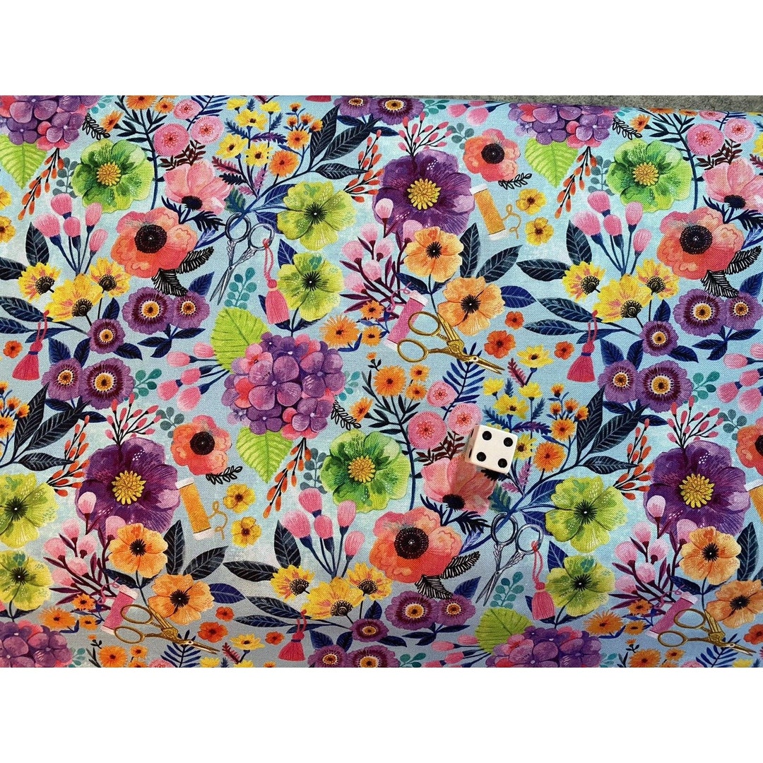 Cotton Vintage Sewing Theme Scissors Thread Seamstress Dear Stella ...