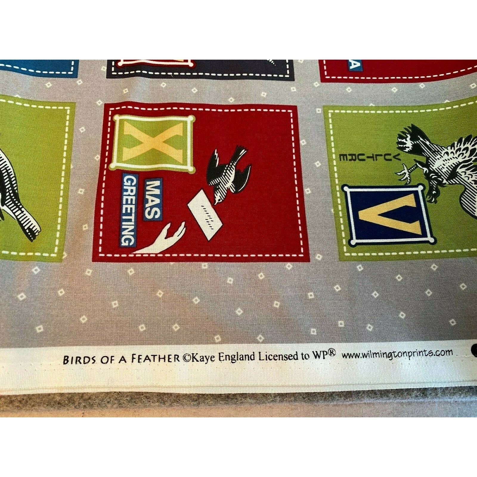 Panel Alphabet Abc's Birds of a Feather Gray Cotton Fabric 23" X 44 ...