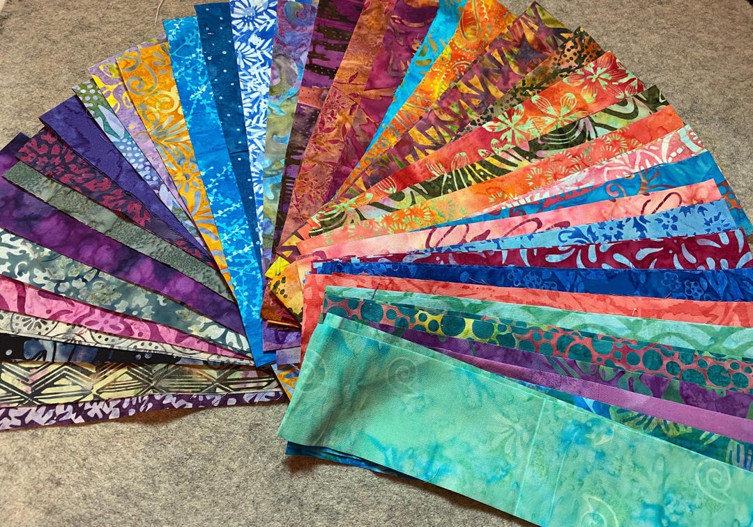 Batik Fabric Strips 40 Pieces 2.5"x 22" Ribbon, Note Measurements! - Etsy