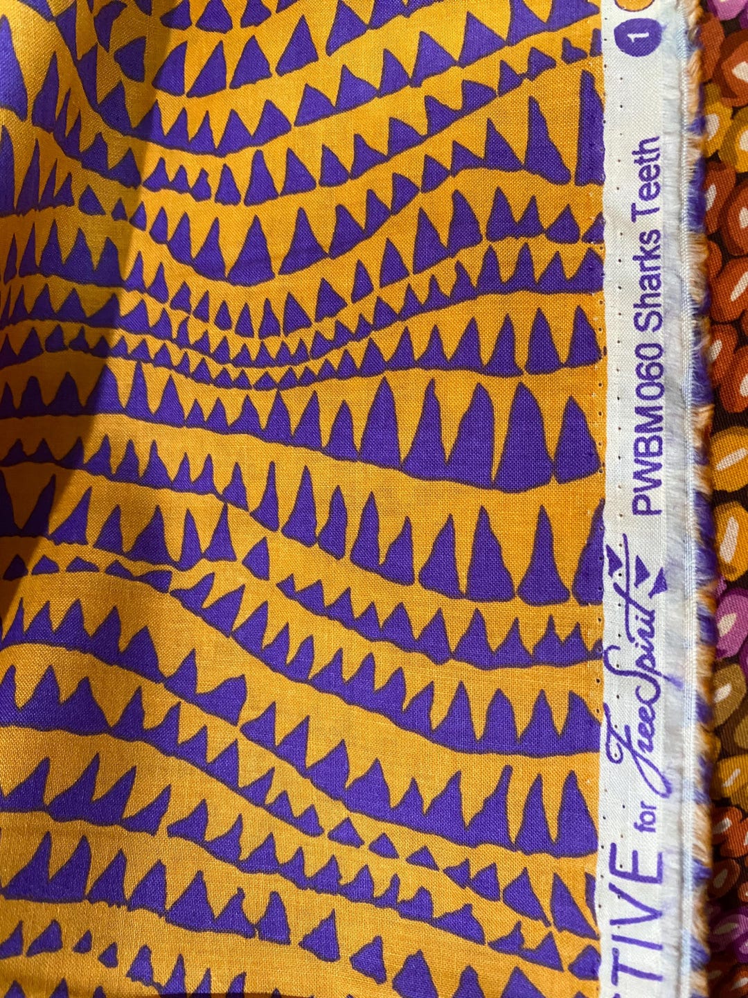 Kaffe Fassett Brandon Mably Cotton Fabric Cheddar Purple Sharks Teeth ...