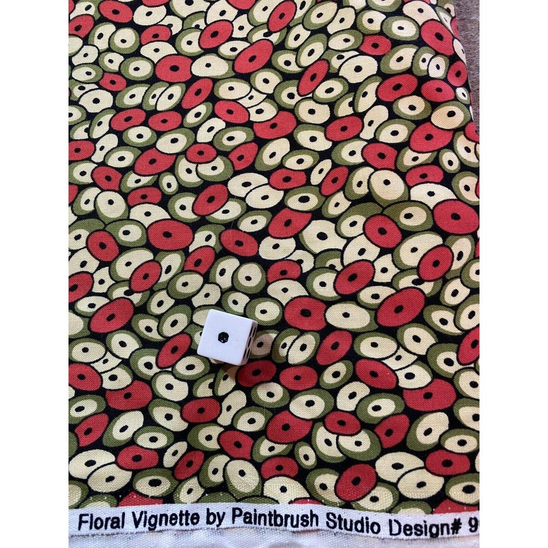 Cotton Quilt Fabric Paintbrush Studio Floral Vignette Flat Flowers ...