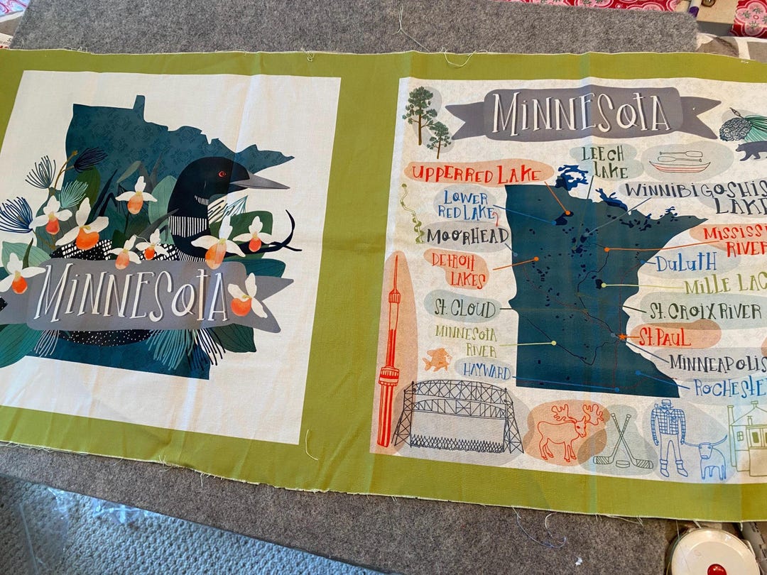 Minnesota State Quilt Shop Hop Fabric Moda Panel Loon Lakeside Story - Etsy