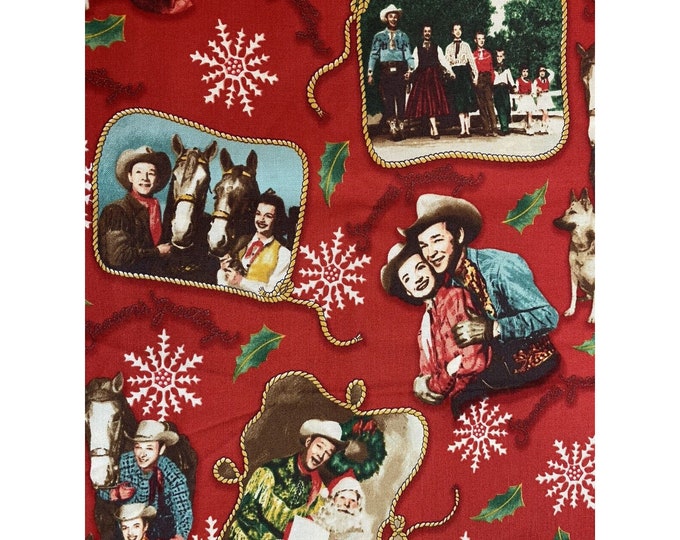 Happy Trails ROY ROGERS Christmas Fabric Cotton Western Sewing 1 Yd X44 ...