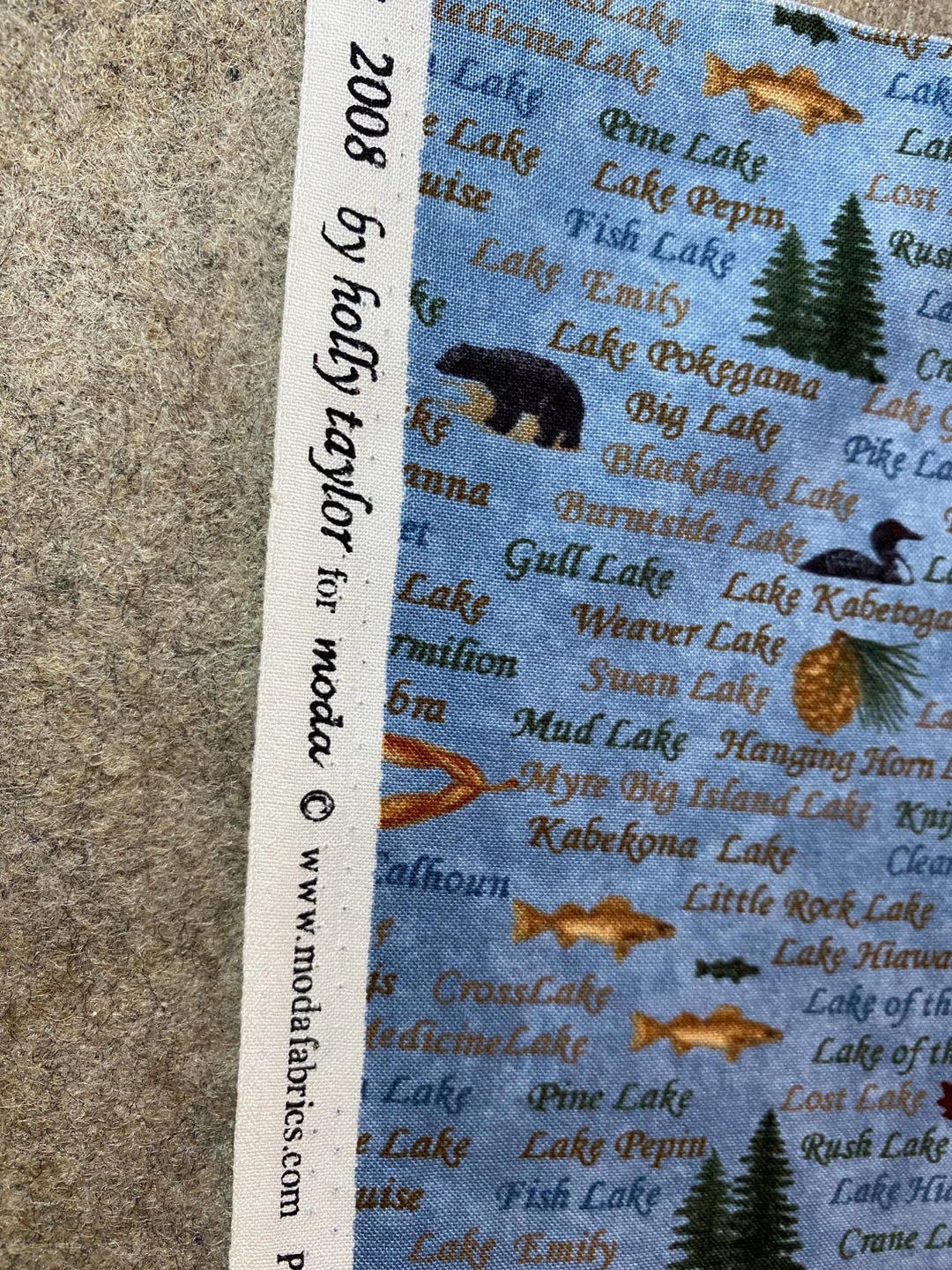 Minnesota State Quilt Shop Hop Fabric Lakes 2008, 23" X 44" Holly ...