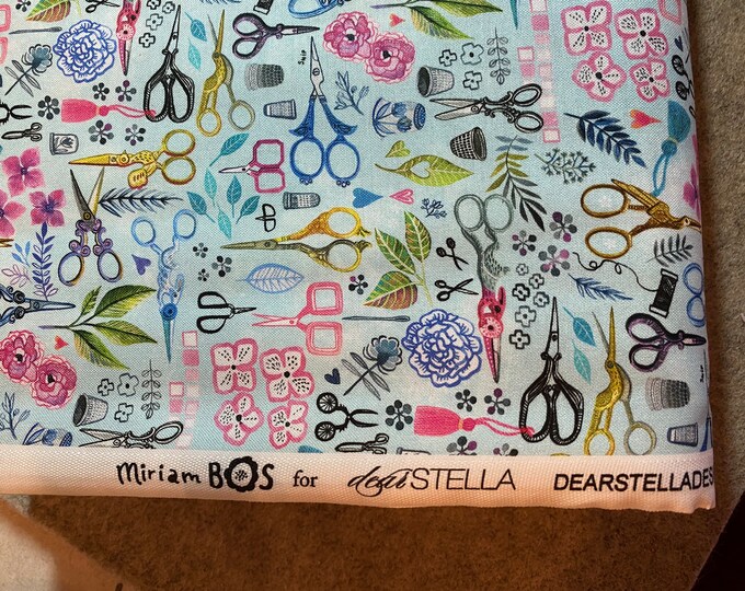 Cotton Vintage Sewing Theme Scissors Seamstress Dear Stella Fabric ...