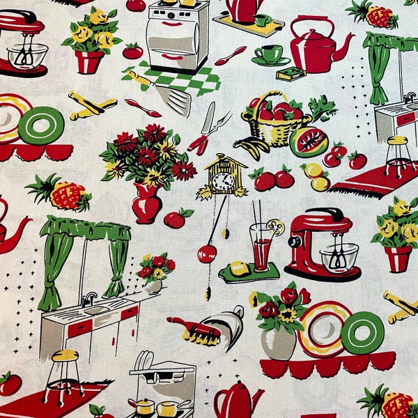 Retro Kitchen Fabric - Etsy
