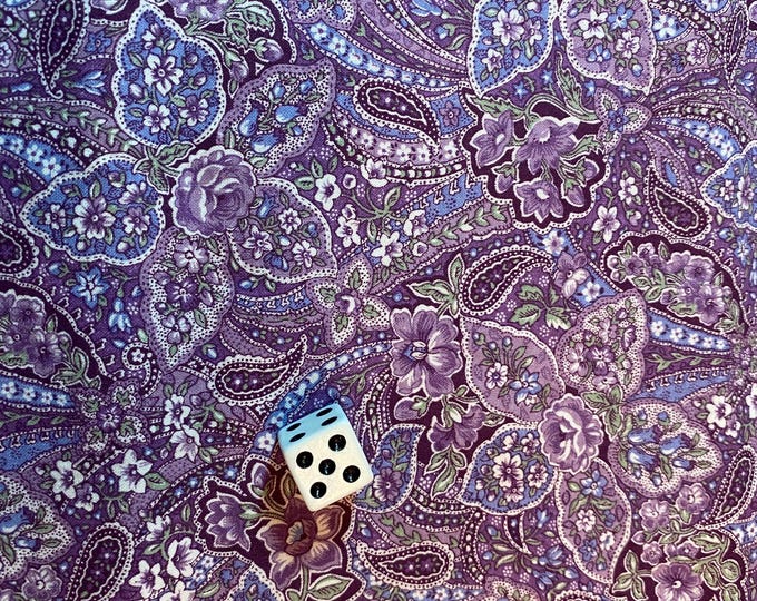 Peter Pan Purple Paisley Vintage Cotton Quilt Fabric Washed and Ironed ...
