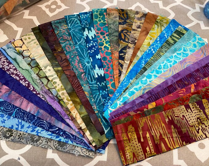 Batik Fabric Strips 30 Pieces 2.5"x 21 Primitive Ribbon Variety - Etsy