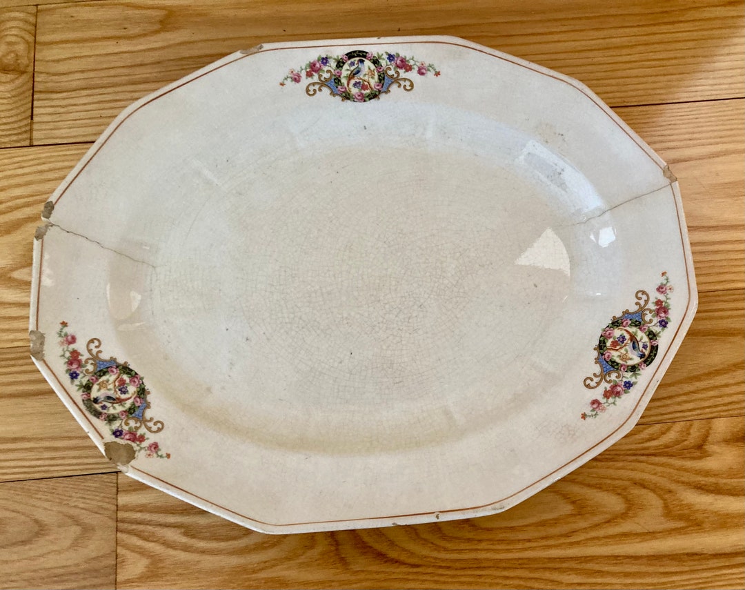 Antique Porcelain Platter Distressed Chippy Farmhouse Decor - Etsy