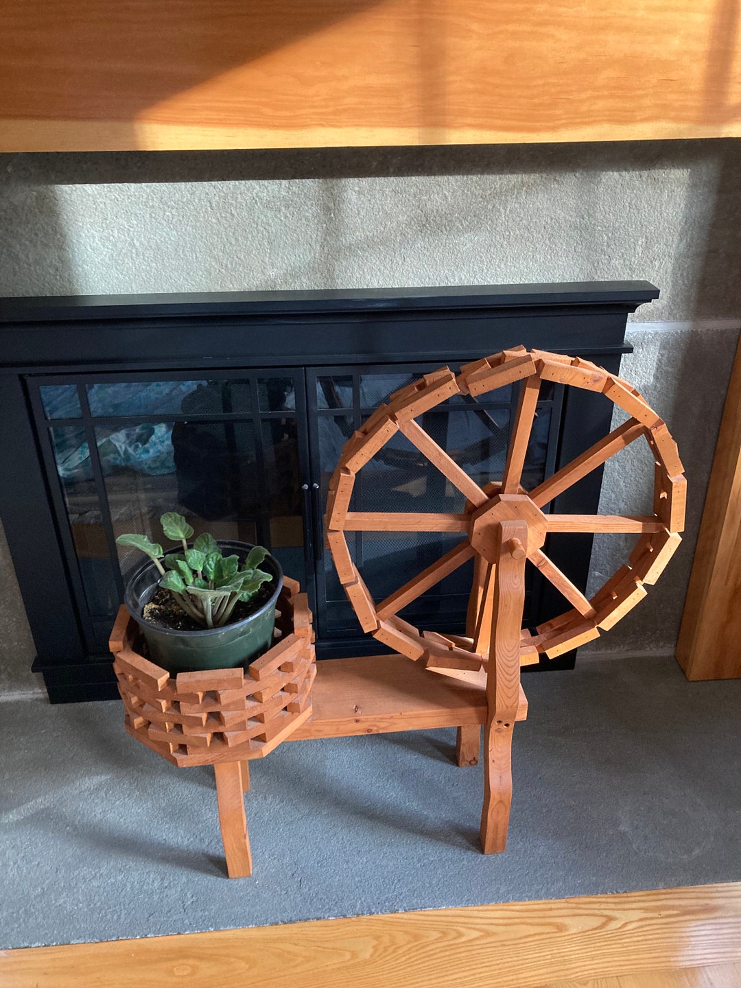 Vintage Wooden Hand Crafted Spinning Wheel Plant Holder Plant Stand - Etsy