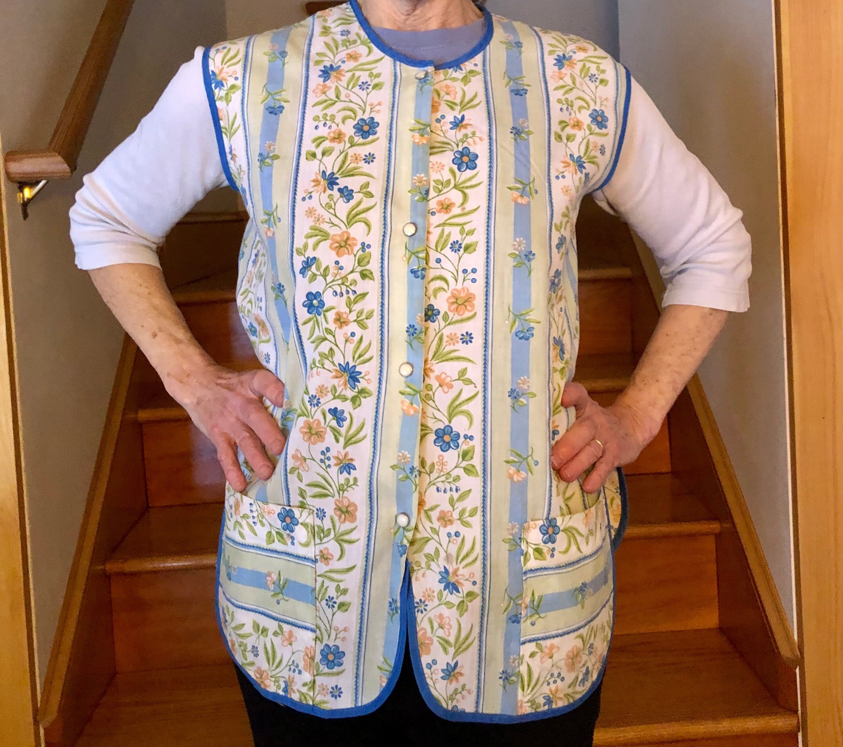 Vintage Snap Front Apron Smock Artist Retro Kitchen Cooking Crafts ...