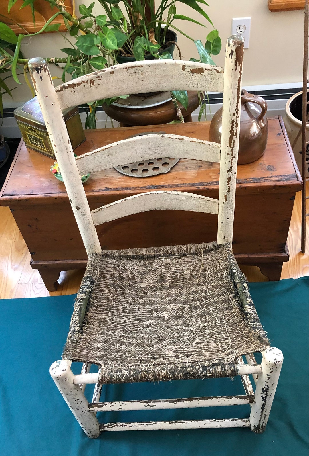 Antique Primitive Ladder Back Chair Rustic Distressed Chippy - Etsy