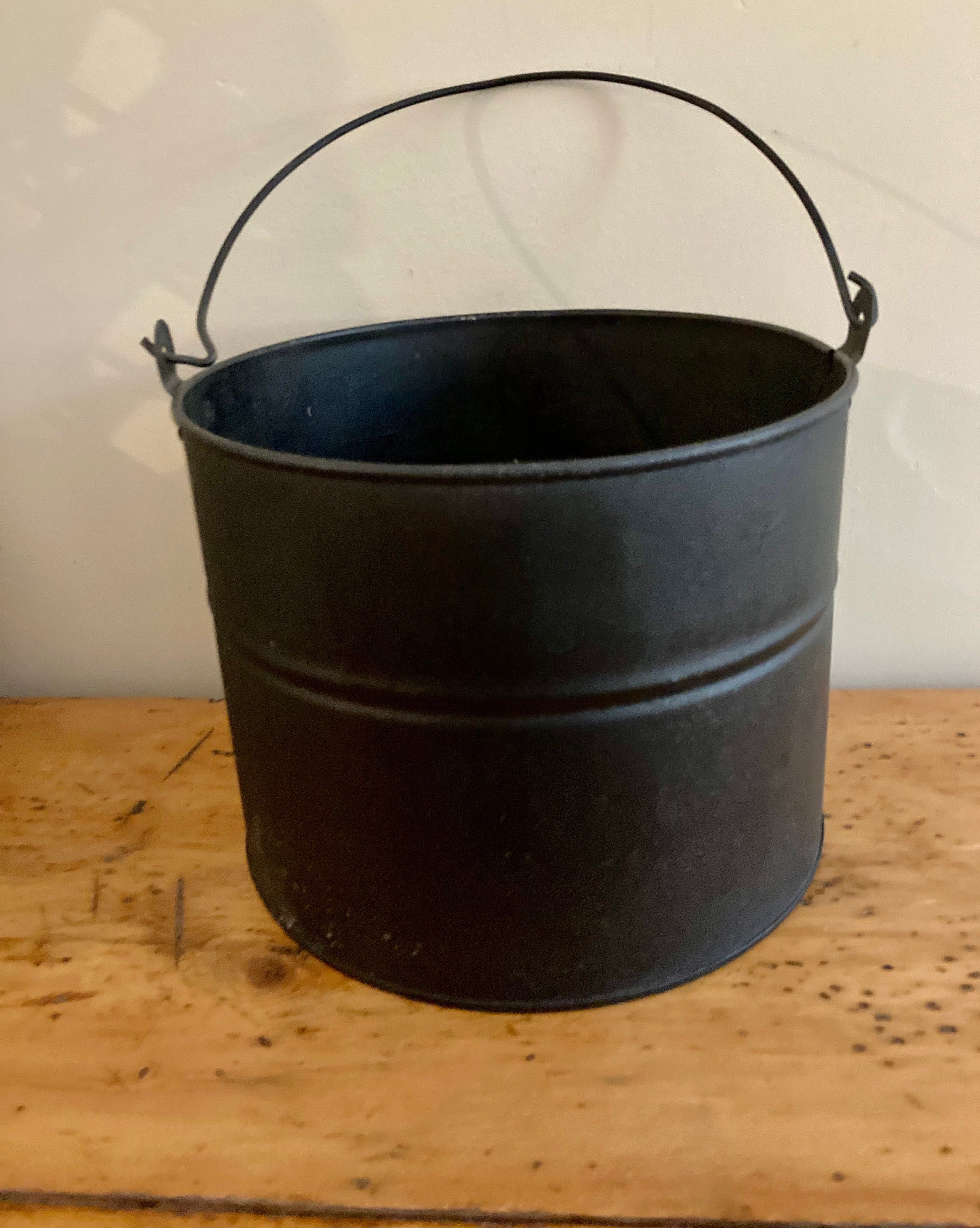 Vintage Hand Painted Berry Pail Metal Bucket With Handle Black - Etsy
