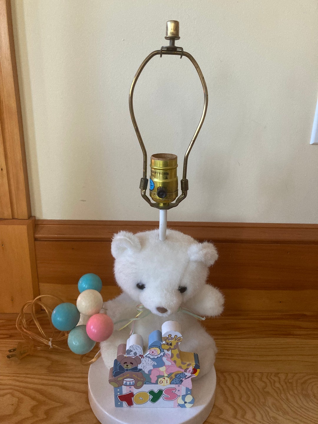 Vintage Children’s Lamp Made by ADI Plush White Teddy Bear Night Light ...